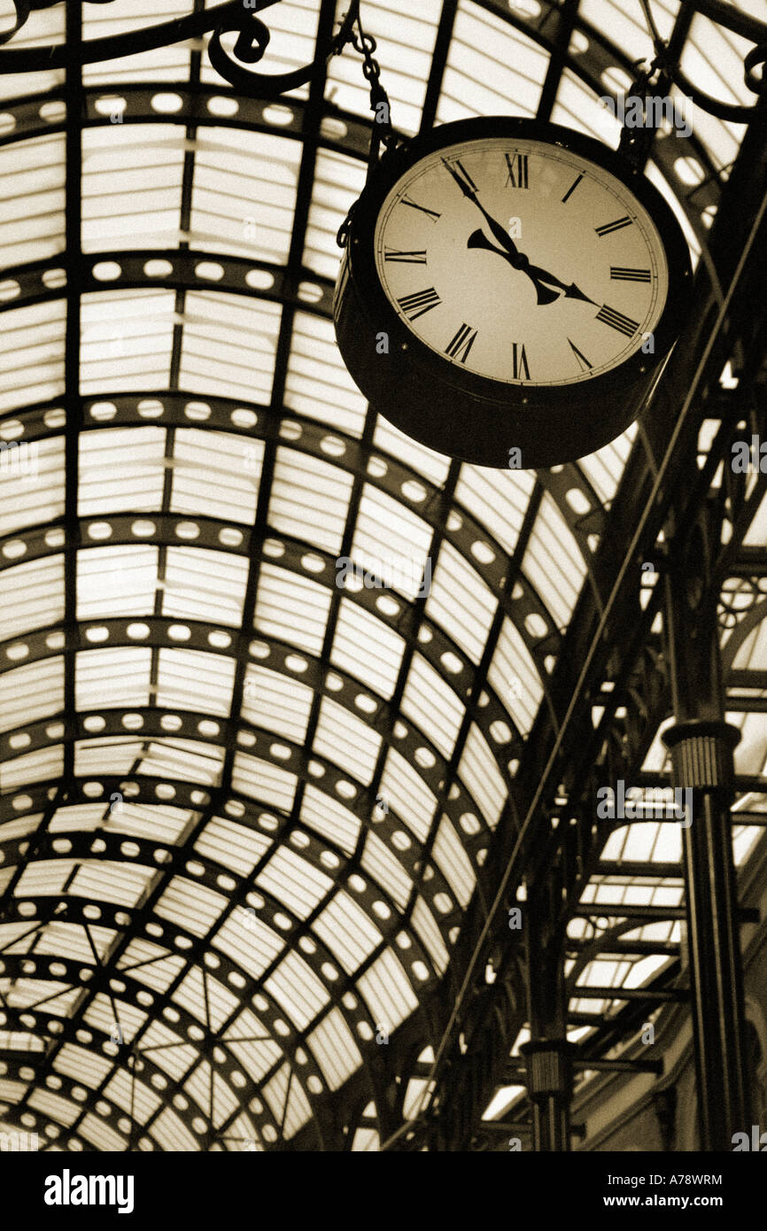CLOCK FACE. Clock and section of Hayward's Arcade roof, near London ...