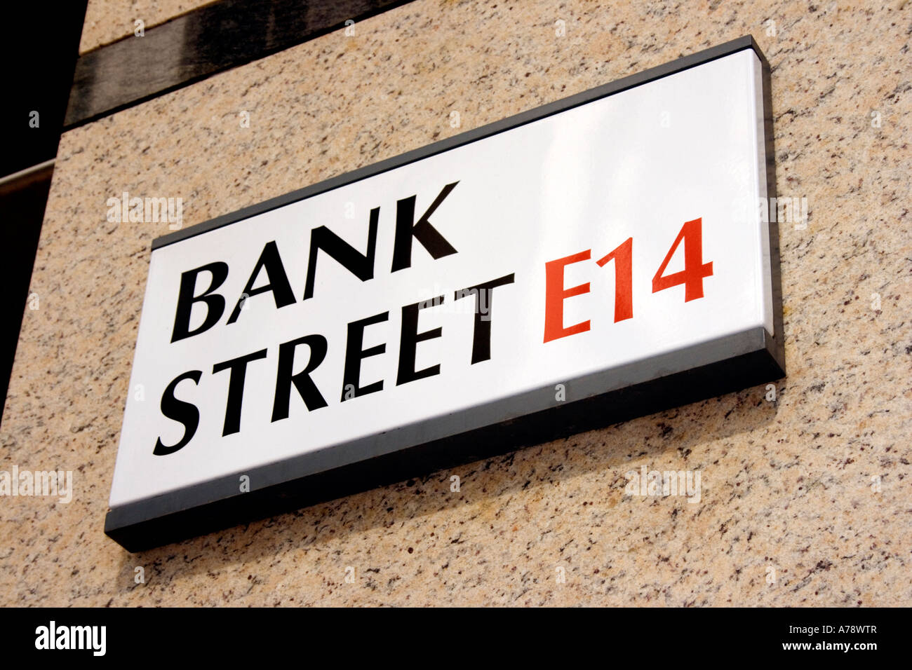 BANK STREET SIGN, in London Docklands Stock Photo - Alamy