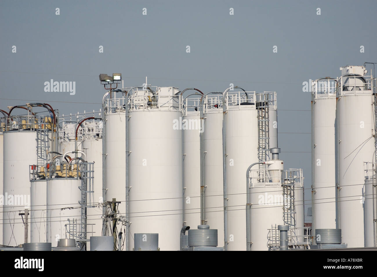 White vertical tanks of an industrial plant Stock Photo - Alamy