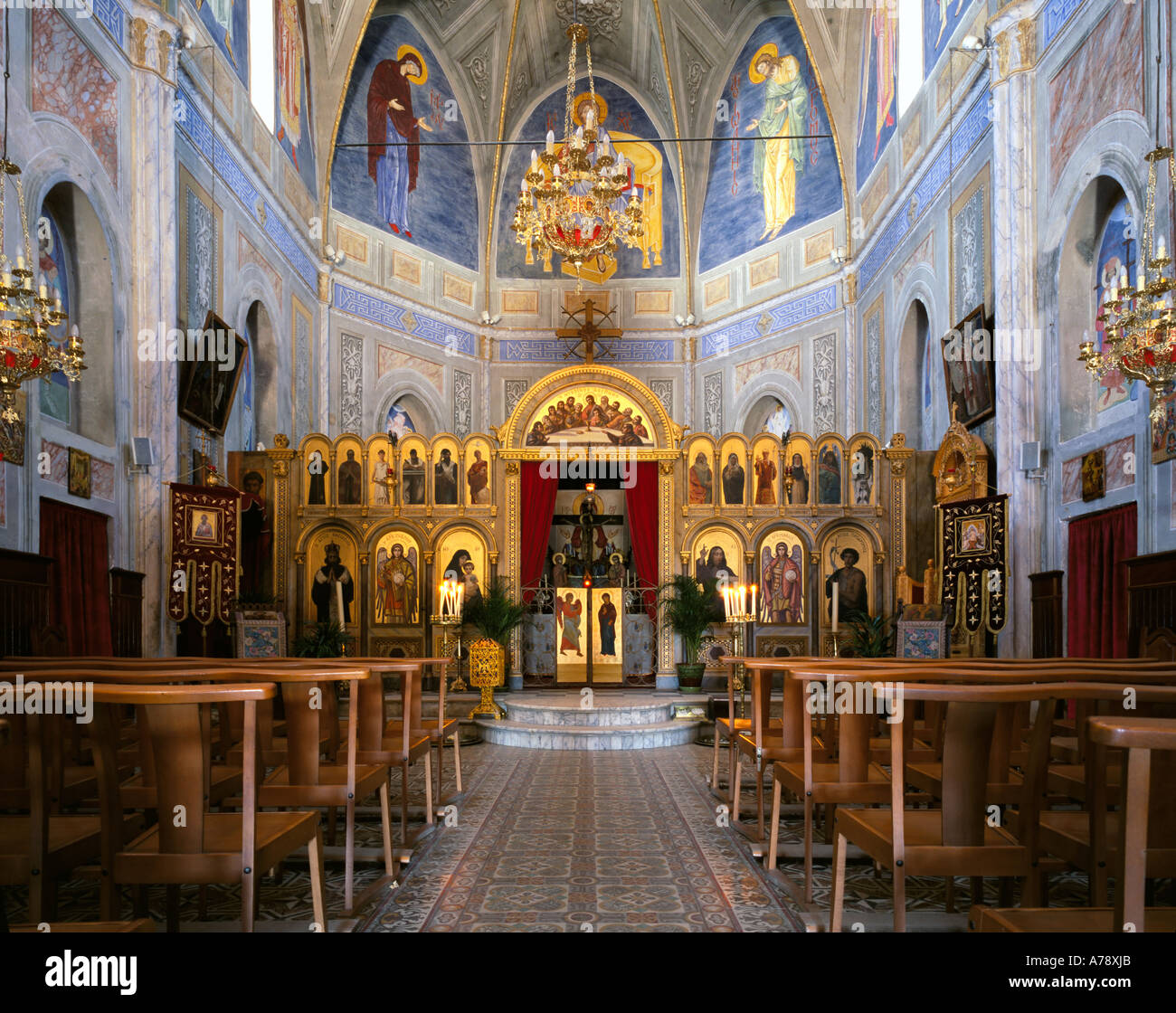The Interior of the Greek Church in Cargese, Corsica Stock Photo ...