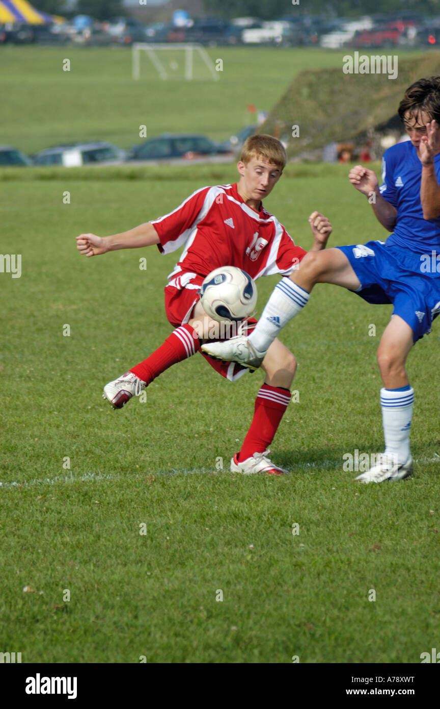 Teenage boys playing high school soccer Stock Photo - Alamy