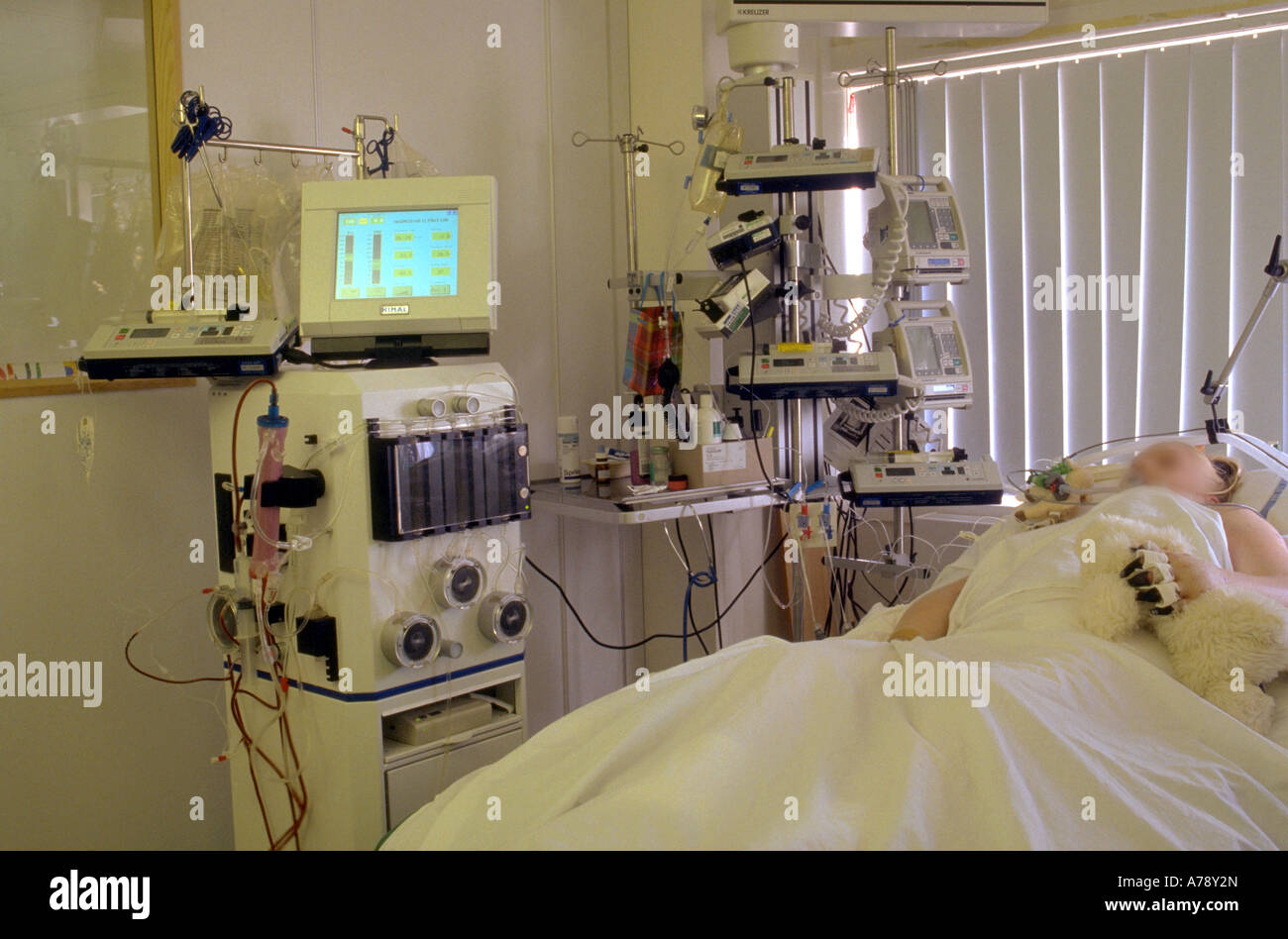 A photograph of a patient with meningitis being ventilated on ITU Stock ...