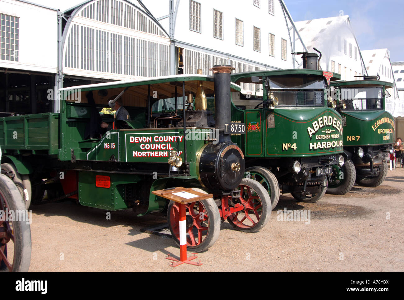 steam lorry development - 3 early trucks lined up in date order Stock ...