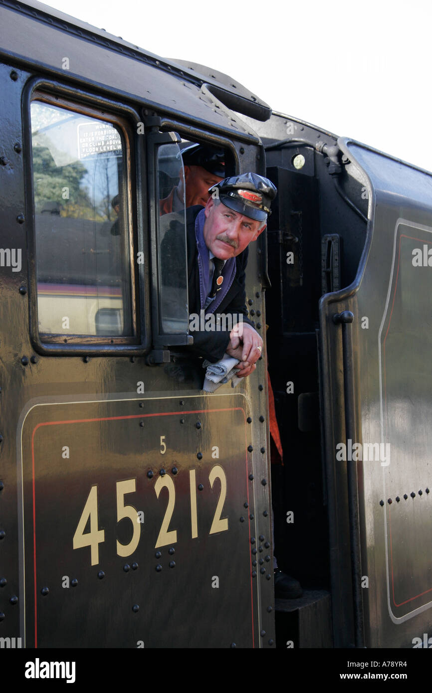 An engine driver at Pickering station, North York Moors Railway, North ...
