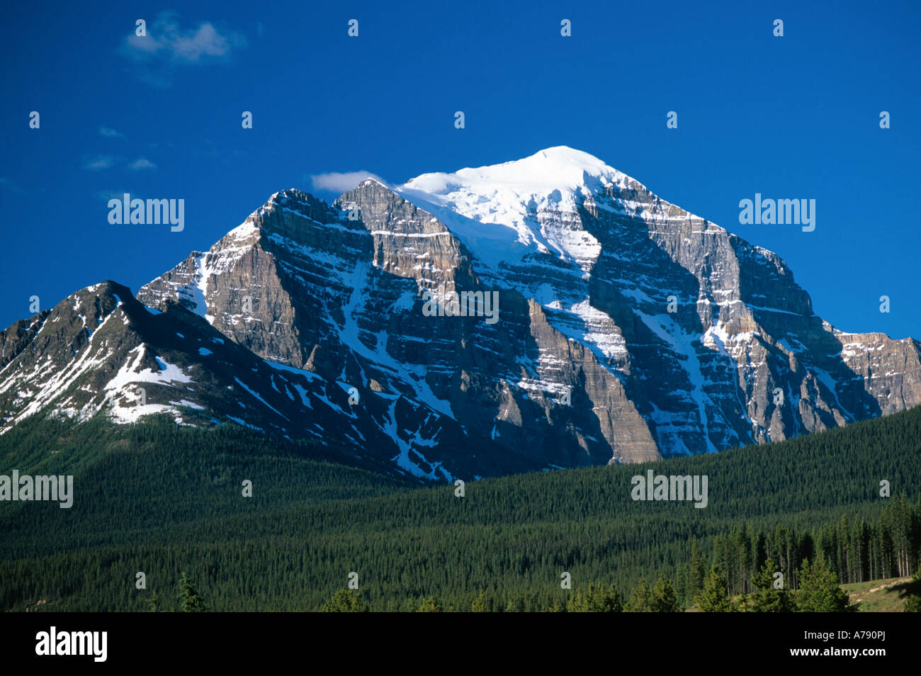 Mount Temple 11,621 feet near Lake Louise village in Banff National ...