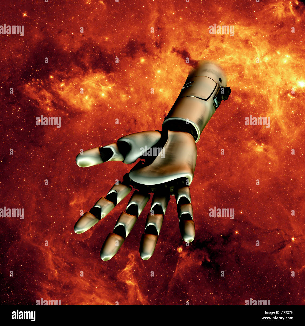 robotic hand and arm of computer generated 3D robot character ...