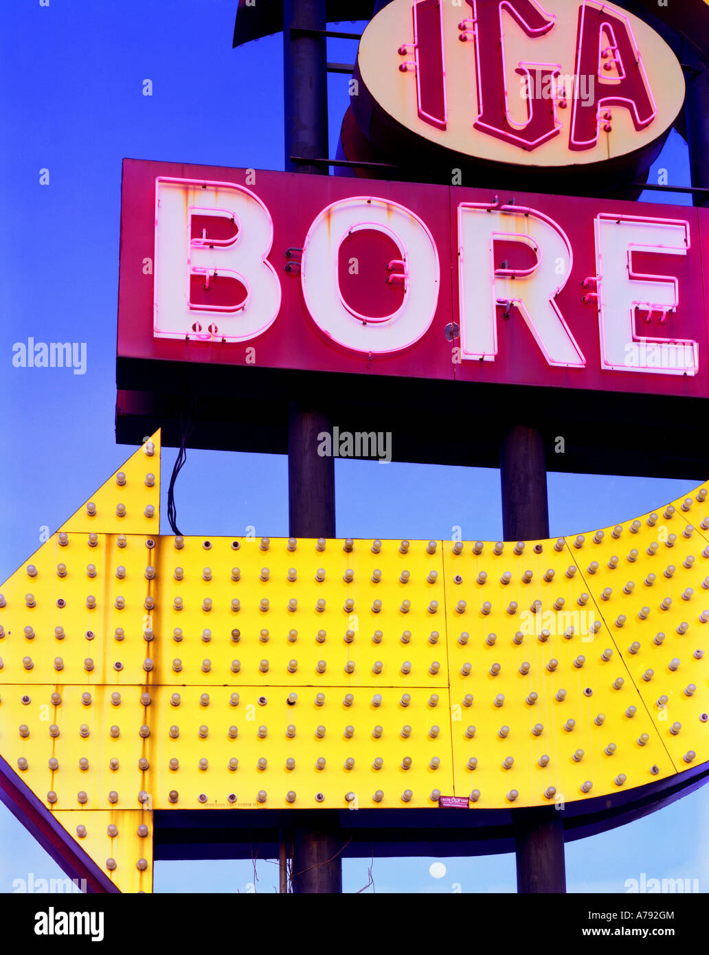 Neon sign for a grocery store Stock Photo - Alamy