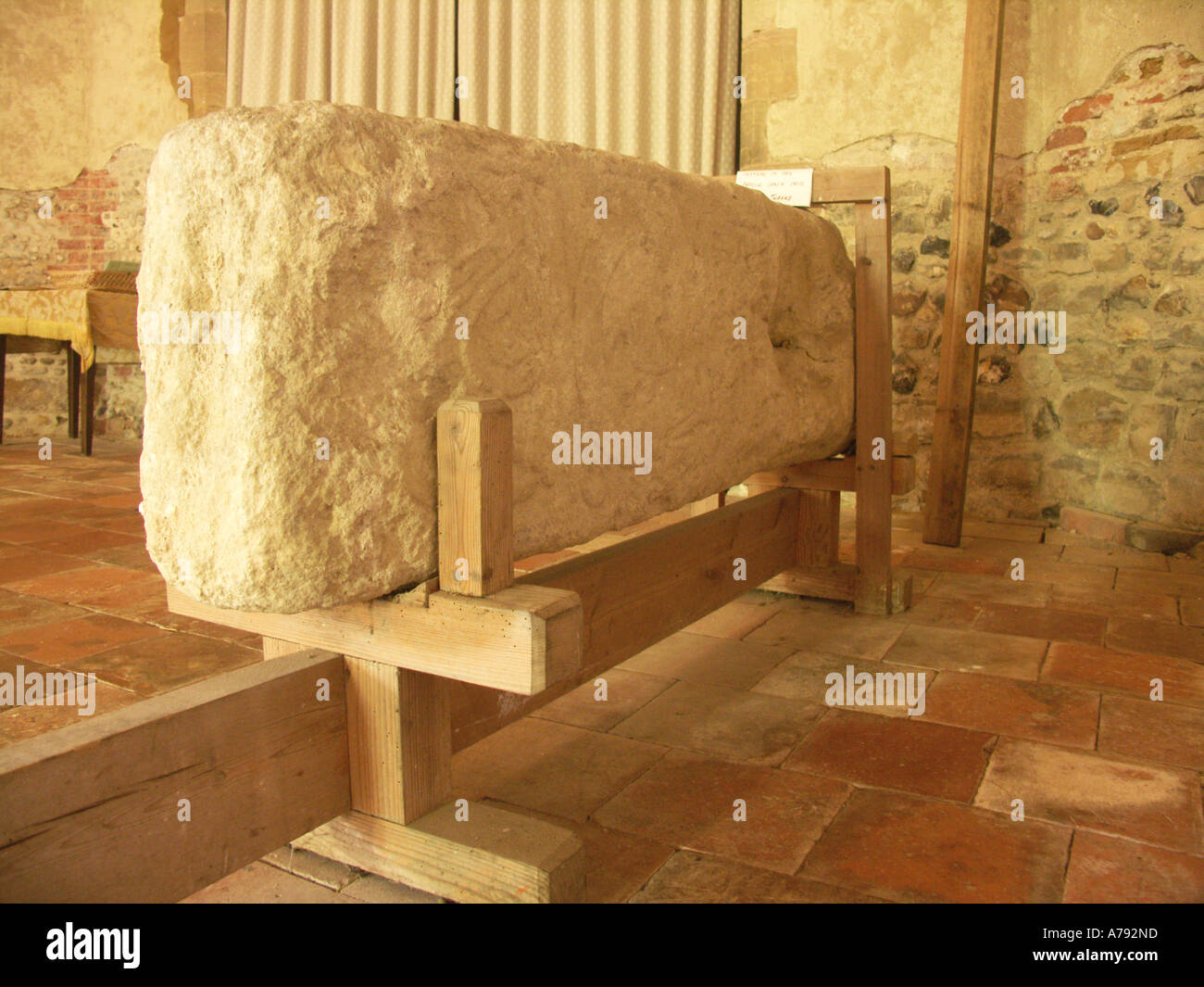 Ancient Saxon stone cross Saint Botolph 's church Iken Suffolk England ...