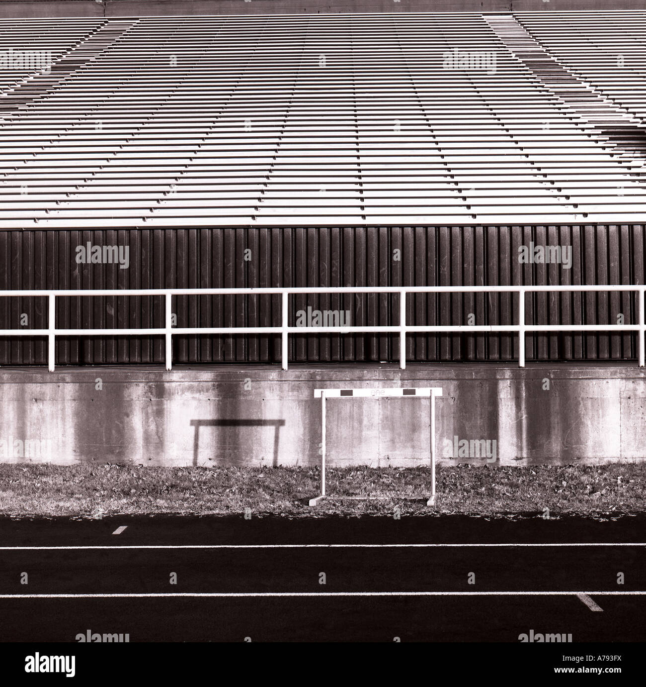 Athletic stadium seating, railing and geometric designs Stock Photo - Alamy