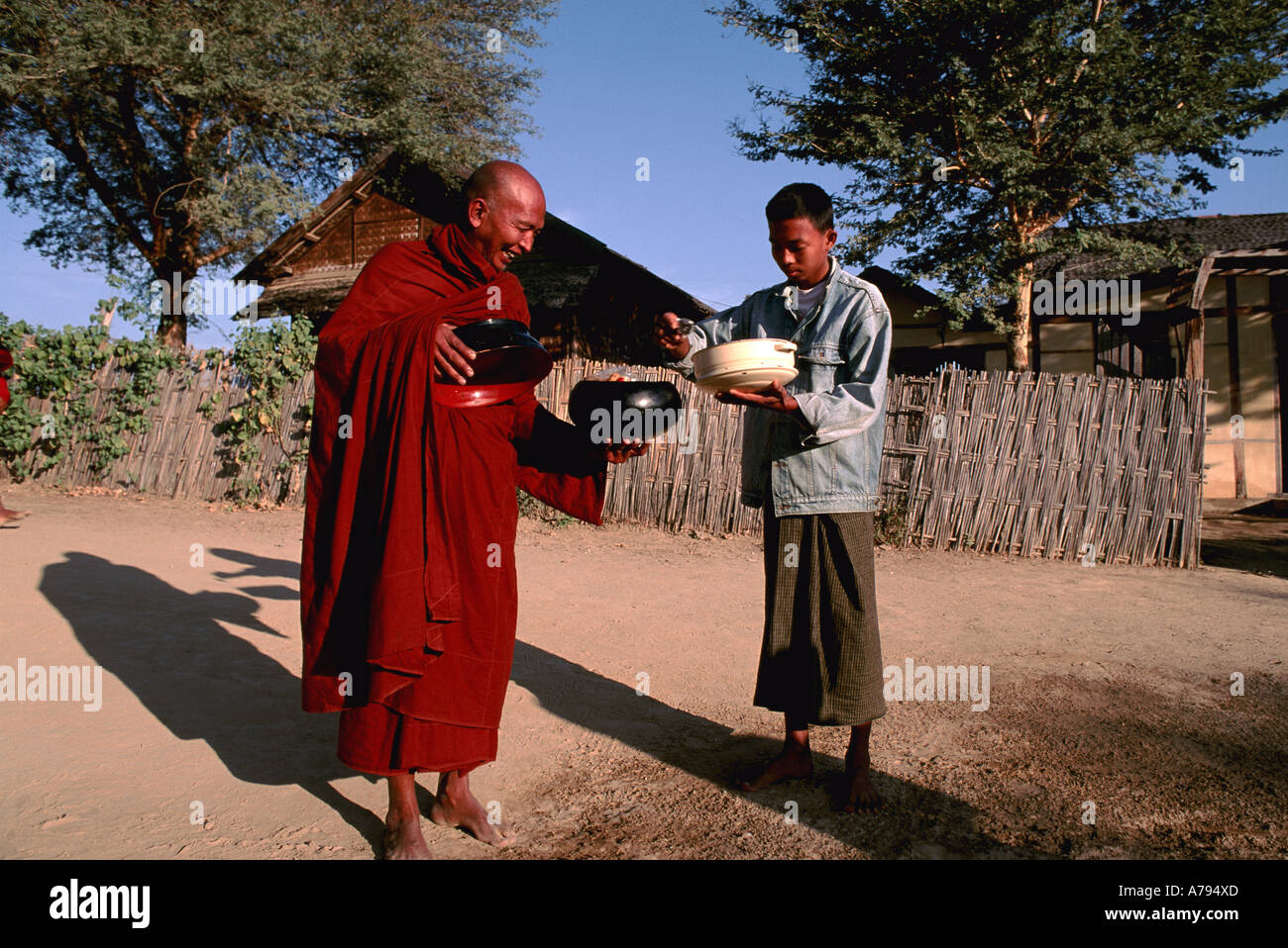 Myanmar Bagan Monk Asking for Charity Stock Photo - Alamy