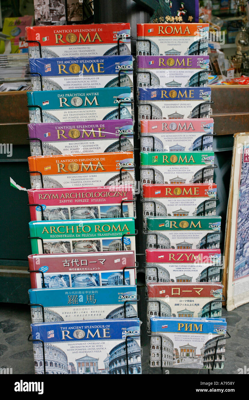 Guide books to Rome for sale at a kiosk Stock Photo - Alamy