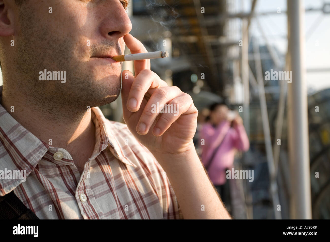 smoking man on pompidour balcony in paris Stock Photo - Alamy