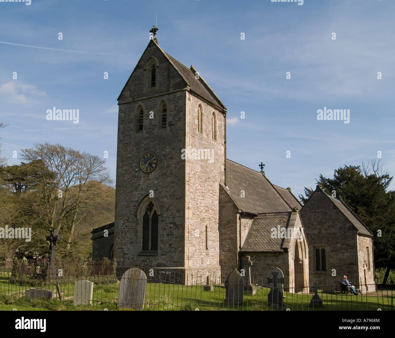 Close up of Ilam Church, in the grounds of the Ilam Hall YHA estate in ...