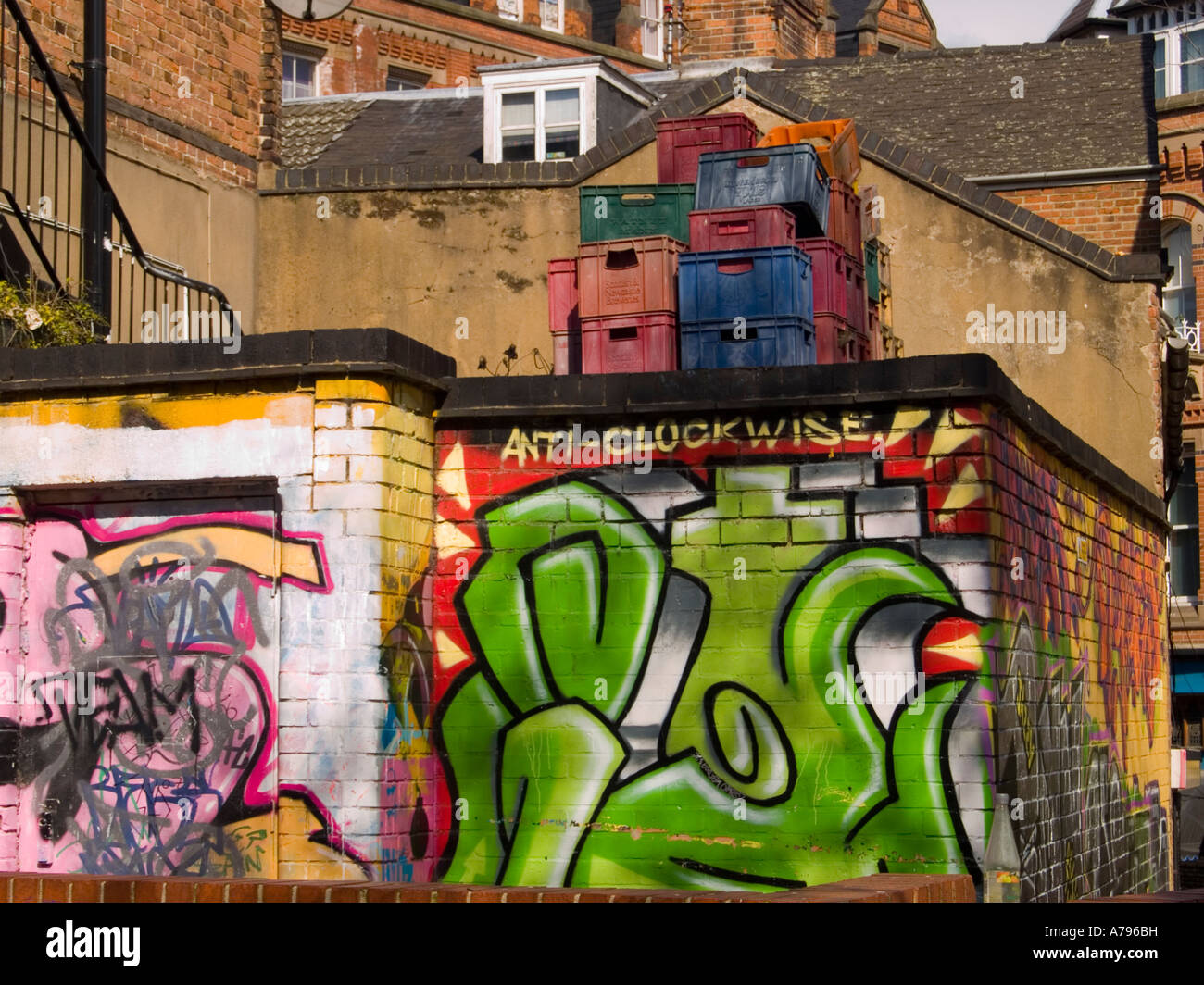 Colourful Graffiti in the Back Streets of Nottingham City Centre ...