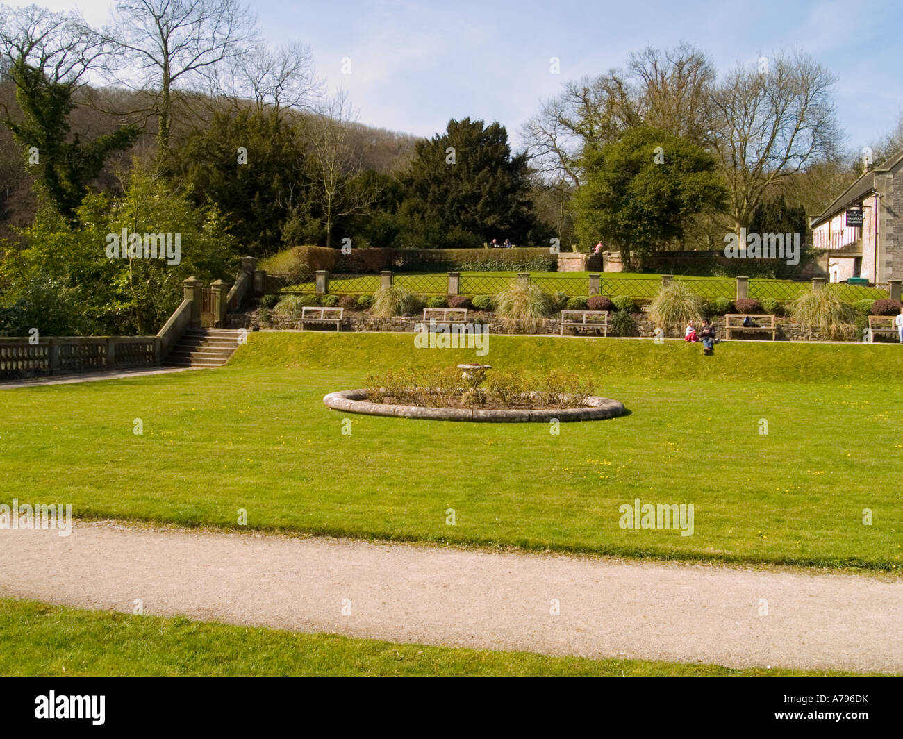 The Formal Italian Gardens, in the Grounds at Ilam Hall YHA in the Peak ...
