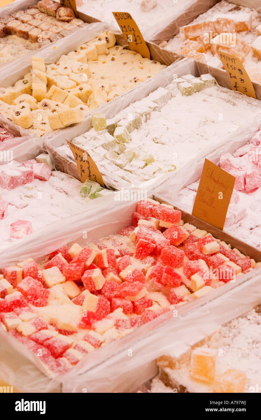 African sweets on sale at an international market in Moreton in Marsh ...