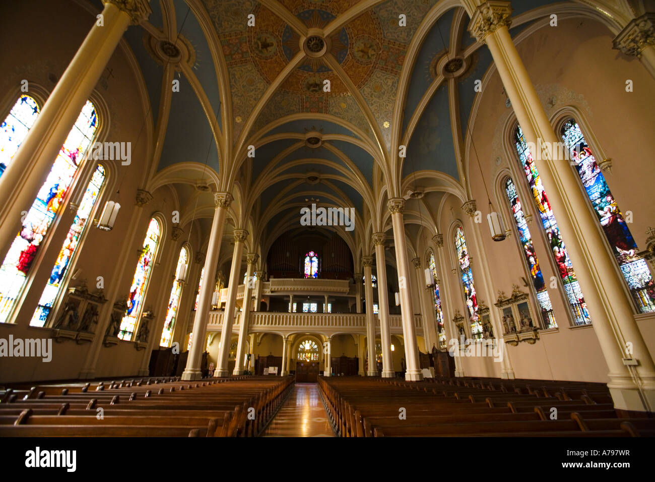 CHICAGO Illinois Interior of St Michaels Catholic Church center aisle ...