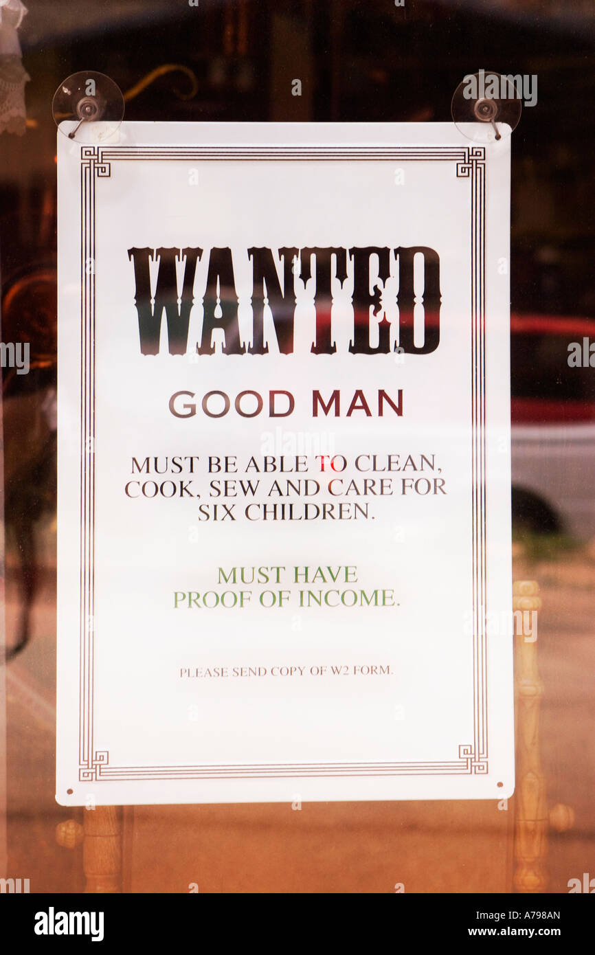 Wife wanted sign hi-res stock photography and images - Alamy