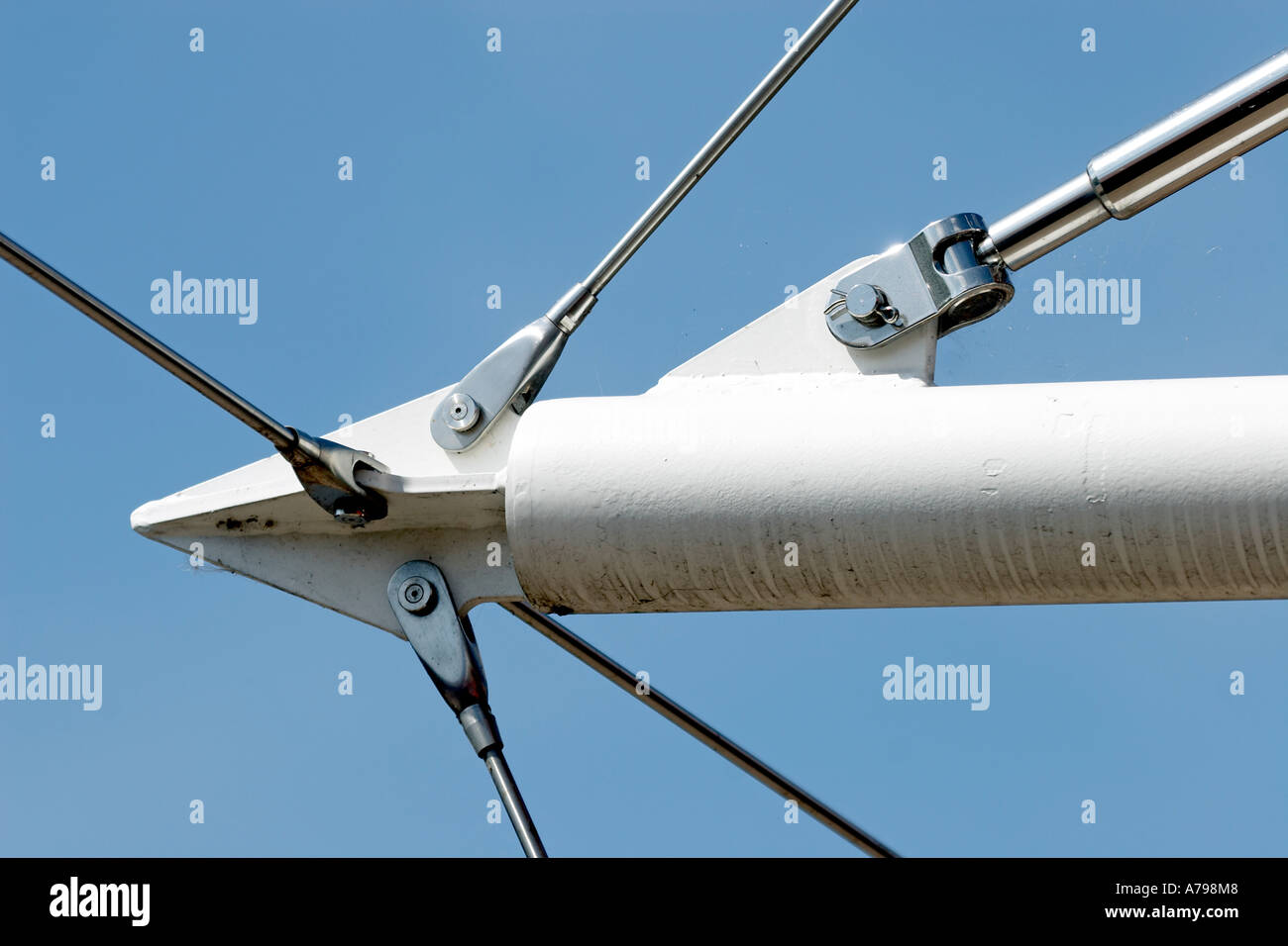 Tensile walkway canopy structure spar detail with cable cleats and ...