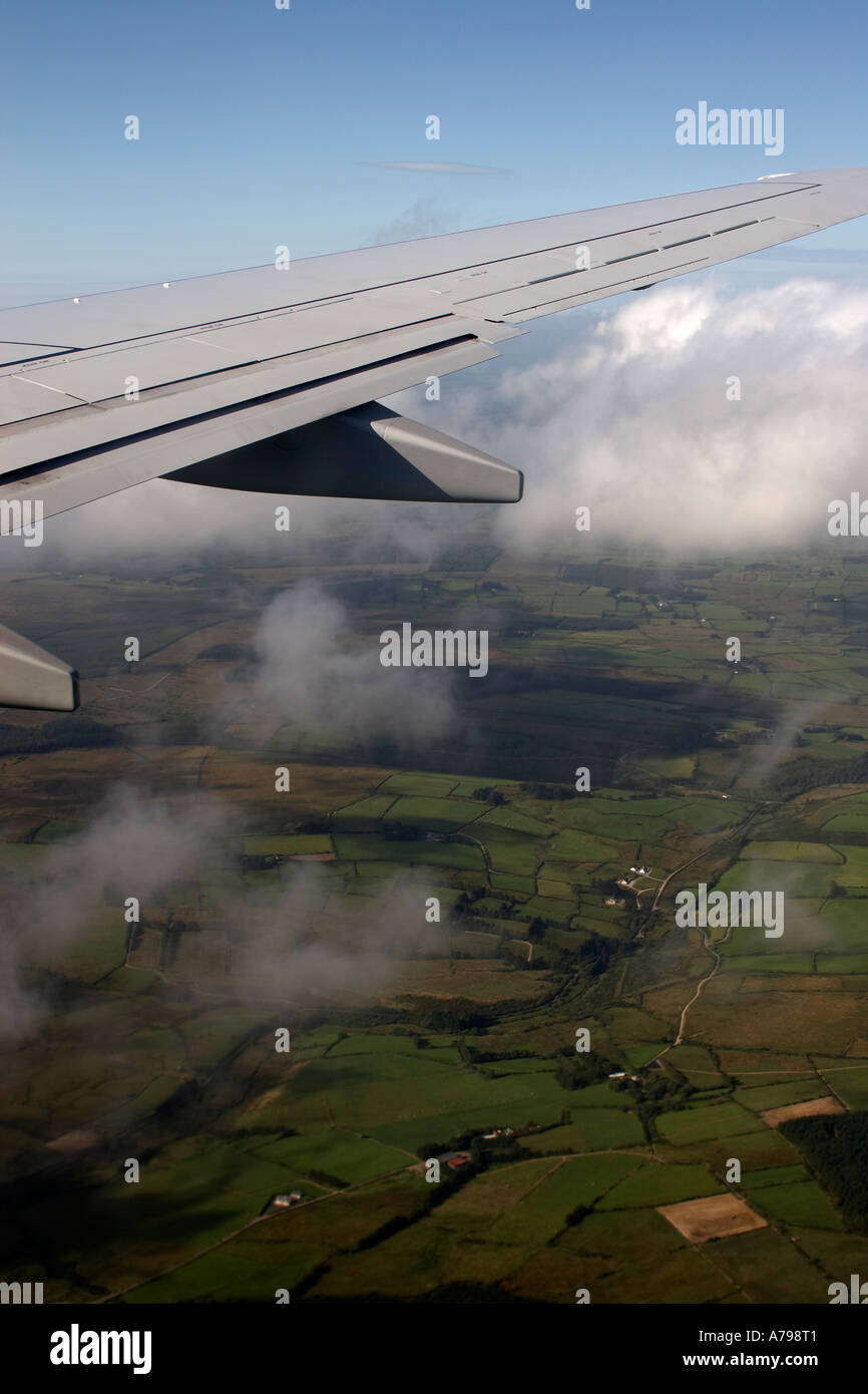 Aerial view of landscape fields and hedgerows from the air over south ...