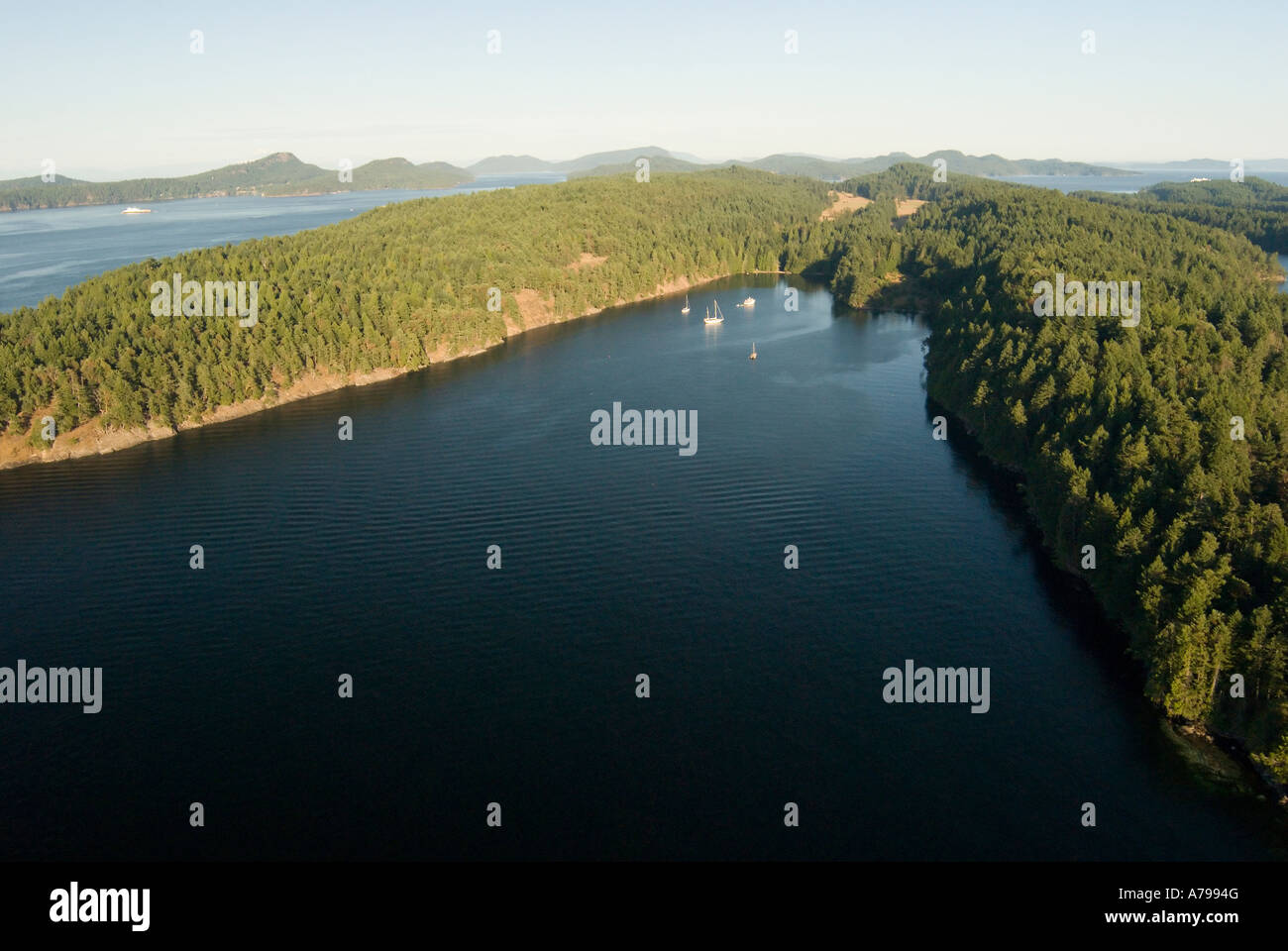 Aerial photo of James Bay on Prevost Island in Gulf Islands National ...