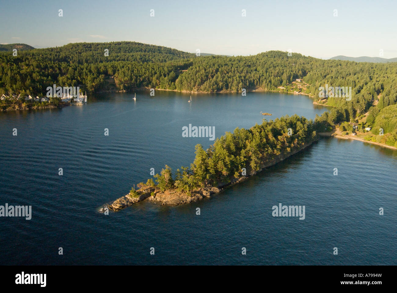 Aerial photo of Pender Island in Gulf Islands National Park Reserve ...