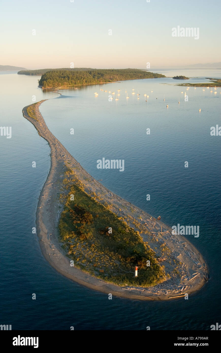 Aerial photograph of Sidney Spit on Sidney Island in Gulf Islands ...