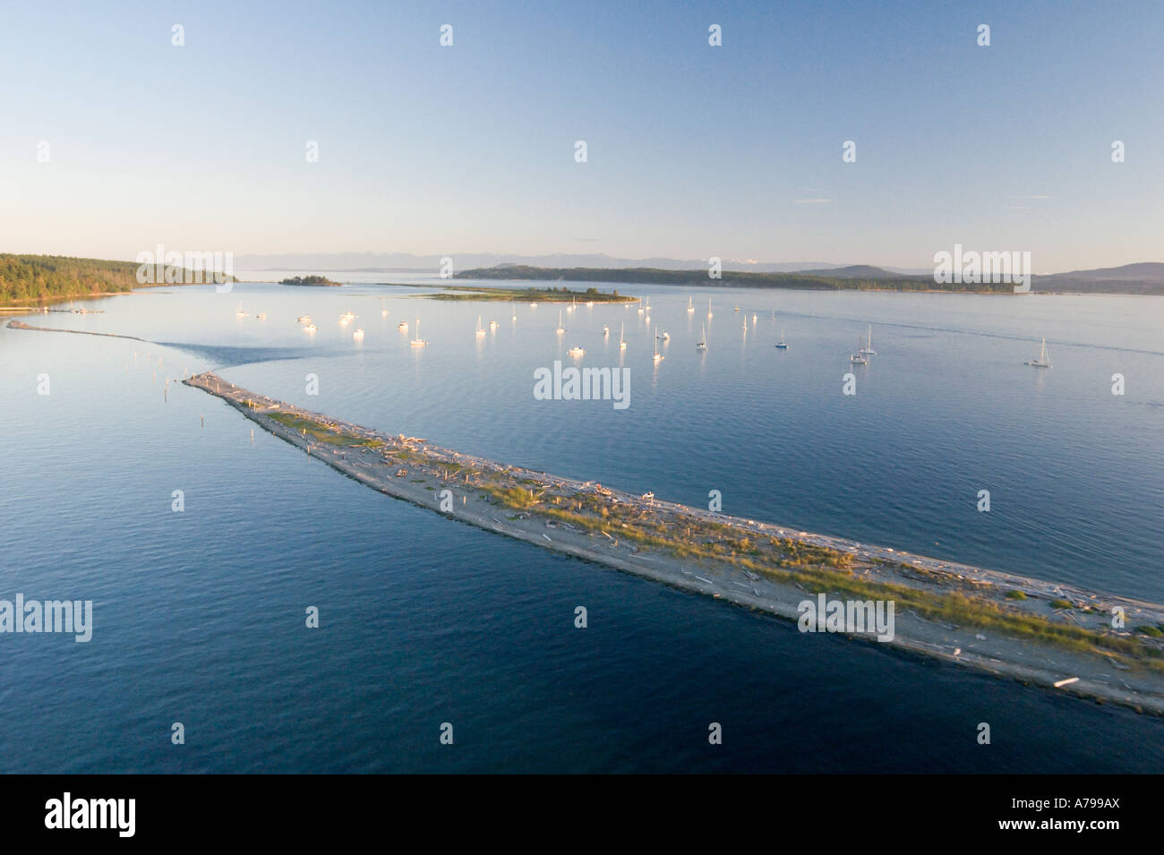 Aerial photograph of Sidney Spit on Sidney Island in Gulf Islands ...