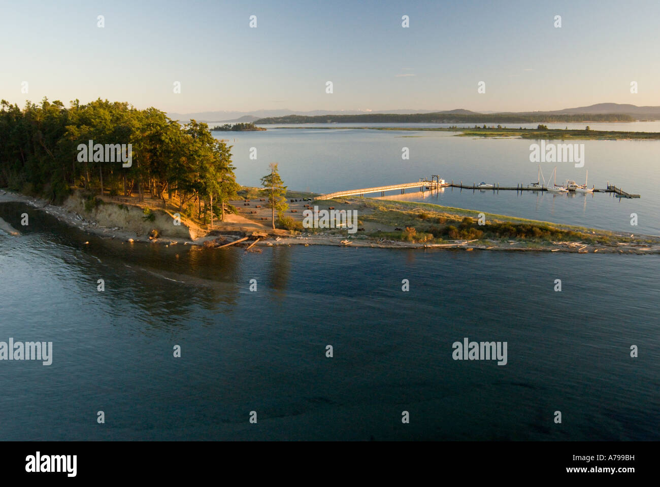 Aerial photograph of Sidney Spit on Sidney Island in Gulf Islands ...