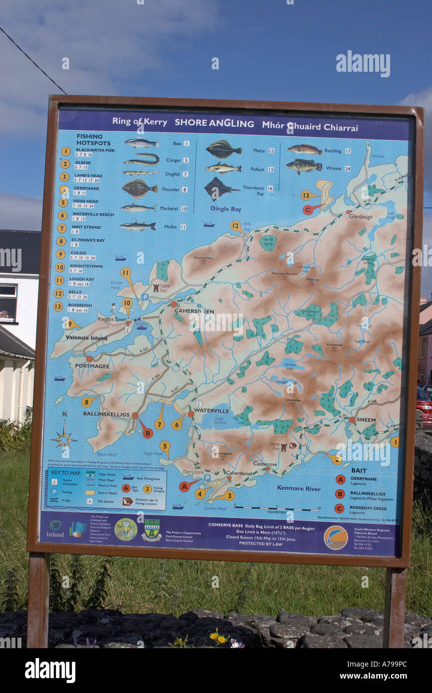 Poster showing shore angling and fish types on Ring of Kerry in County ...