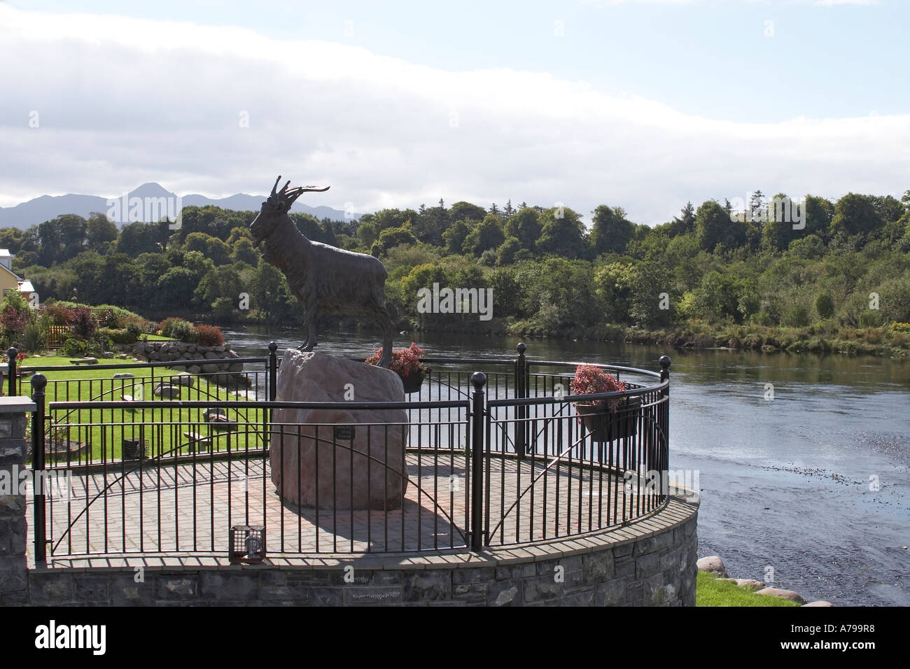 Sculpture of King Puck goat with River Laune in Killorglin Stock Photo ...