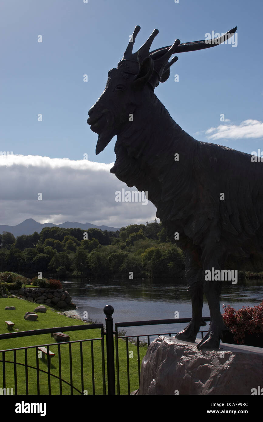 Sculpture of King Puck goat with River Laune in Killorglin Stock Photo ...