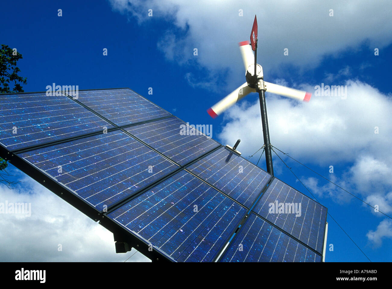 Renewable power generation wind and solar energy Stock Photo - Alamy