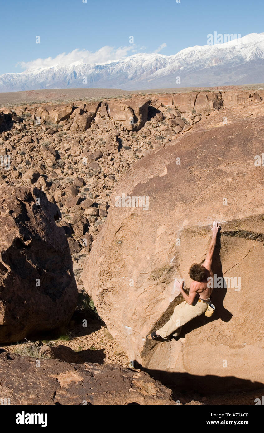 A man bouldering near Bishop California Stock Photo - Alamy