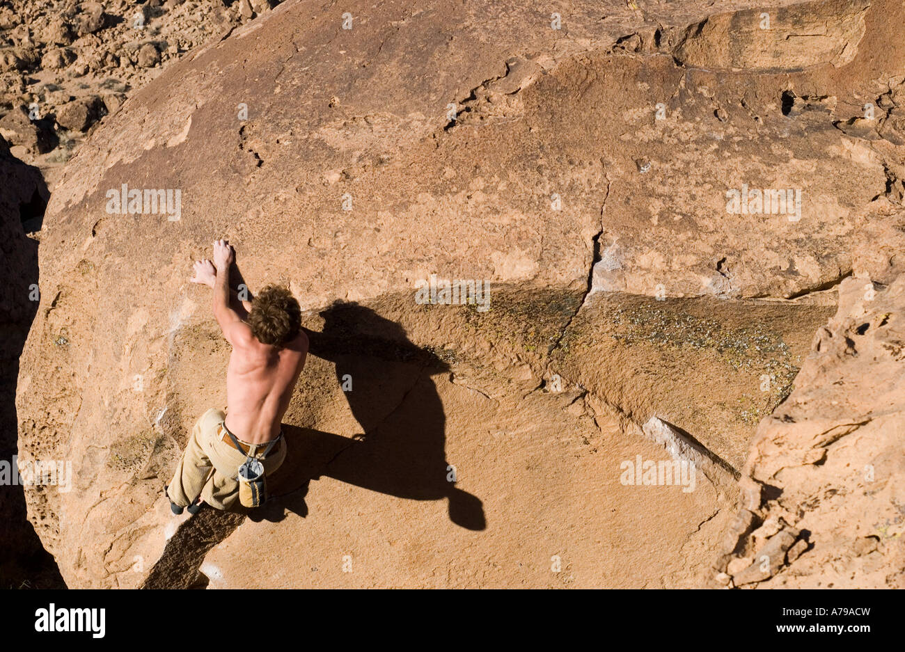 A man bouldering near Bishop California Stock Photo - Alamy