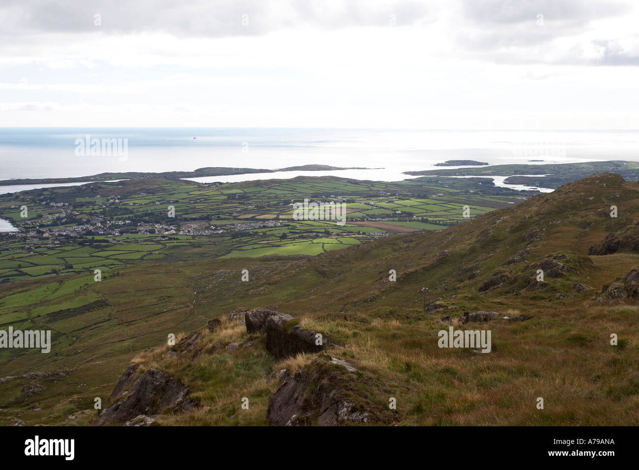 View towards Skull or An Scoil from Mount Gabriel in County Cork ...