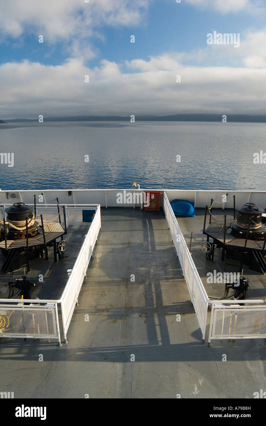 The deck of a BC ferry as it makes its way from Victoria to Vancouver ...