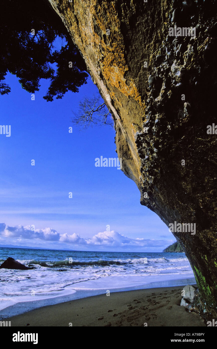 Sandstone cliffs at Mystic Beach near Jordan River Vancouver Island BC ...