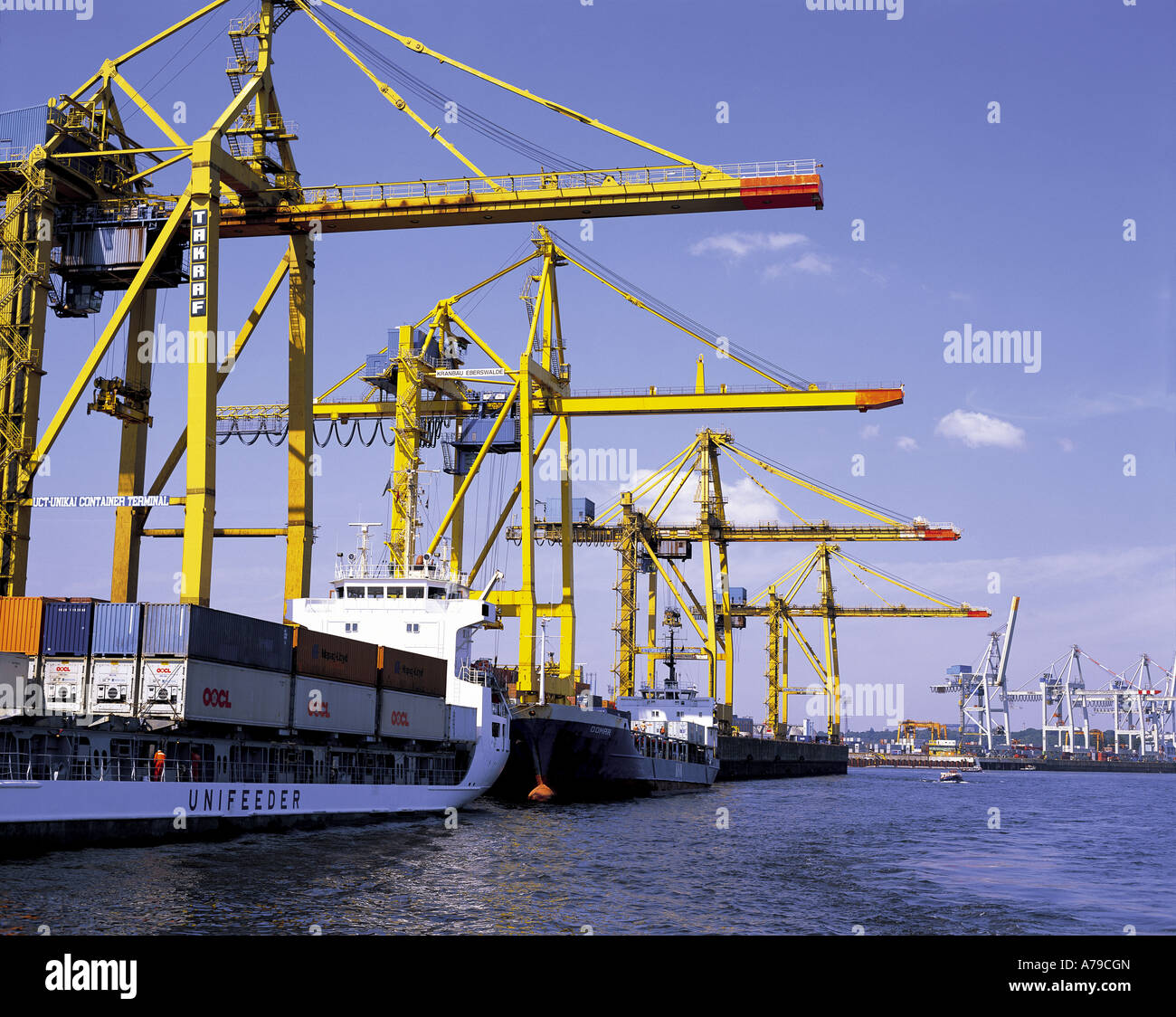 Container ships at Hamburg docks Germany Stock Photo - Alamy