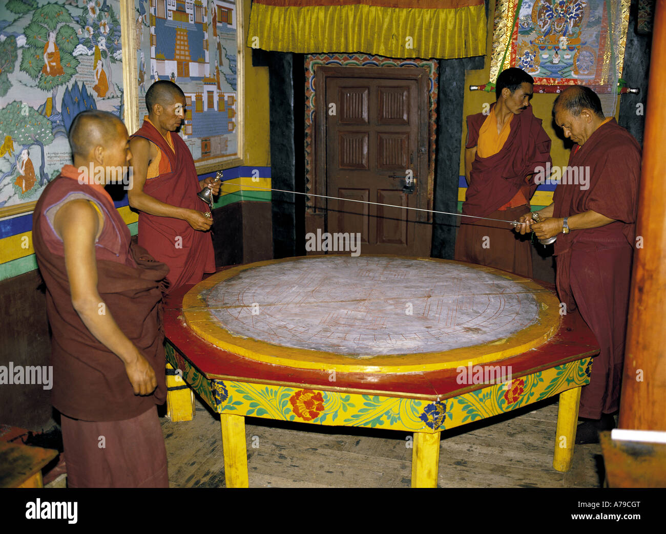 Monks making mandala Hemis Monastery Ladakh India Stock Photo - Alamy