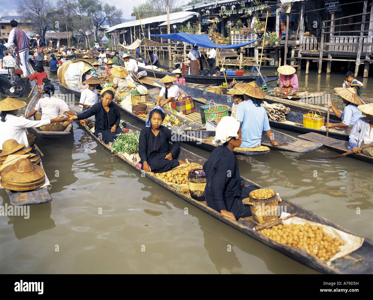 Floating market Inle Lake Shan State Burma Myanmar Stock Photo - Alamy