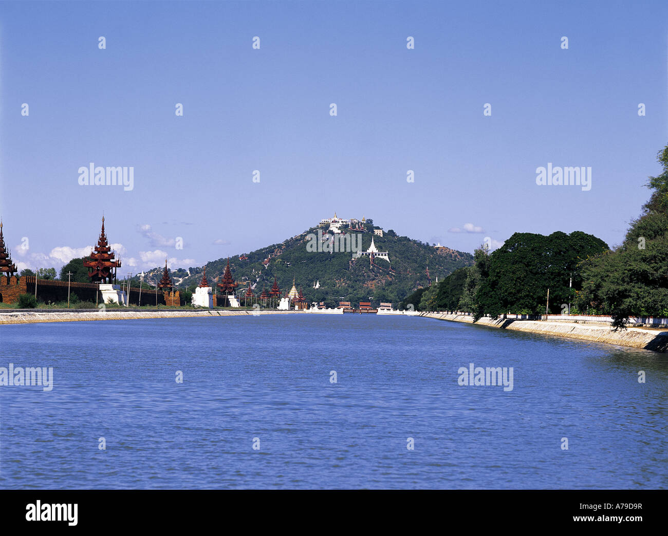 Royal Palace moat and Mandalay Hill Mandalay Burma Myanmar Stock Photo ...