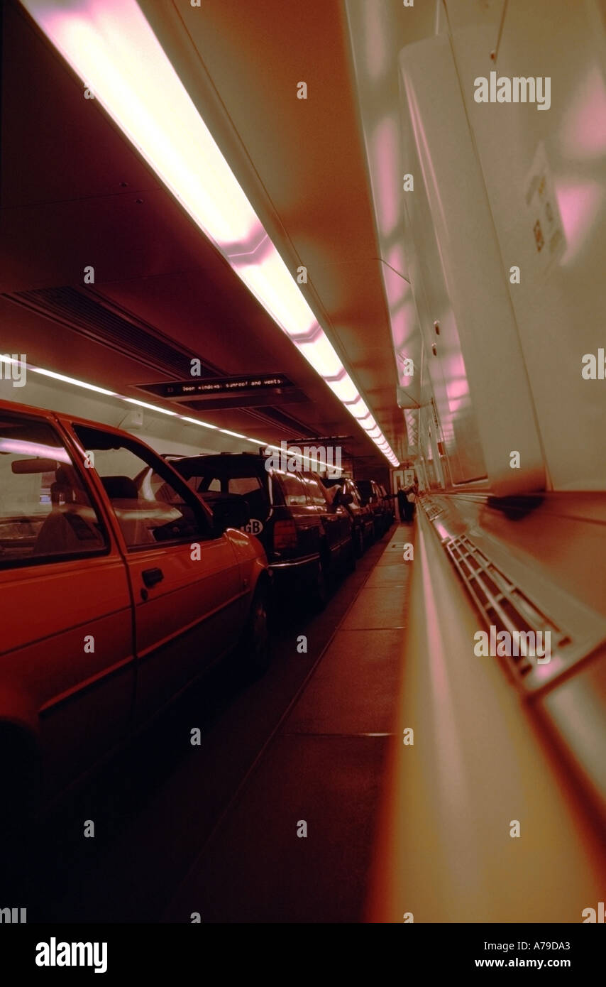 france channel tunnel eurotunnel inside le shuttle train approaching ...