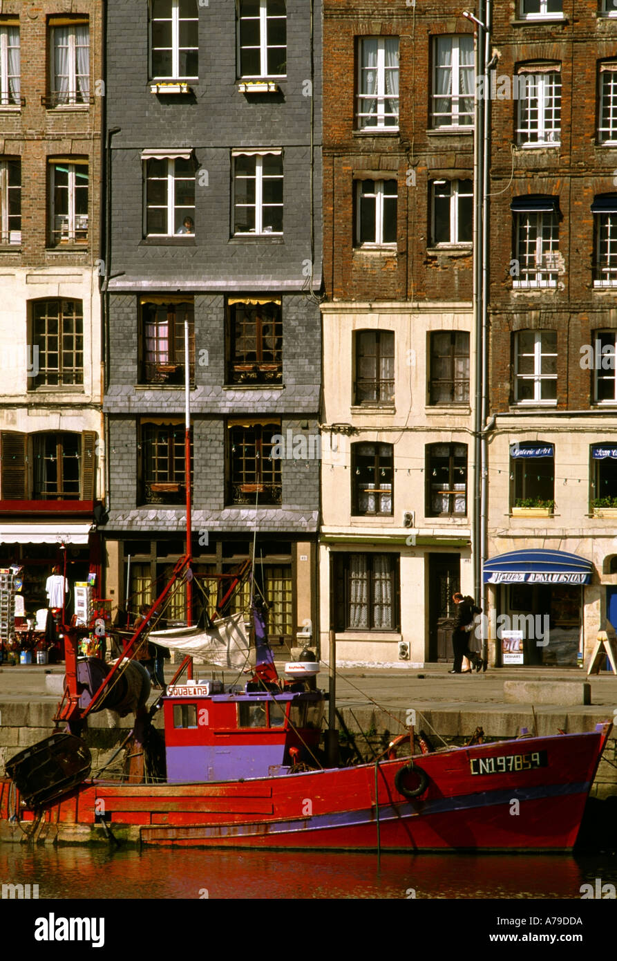 france normandy calvados honfleur vieux port harbour fishing boat Stock ...