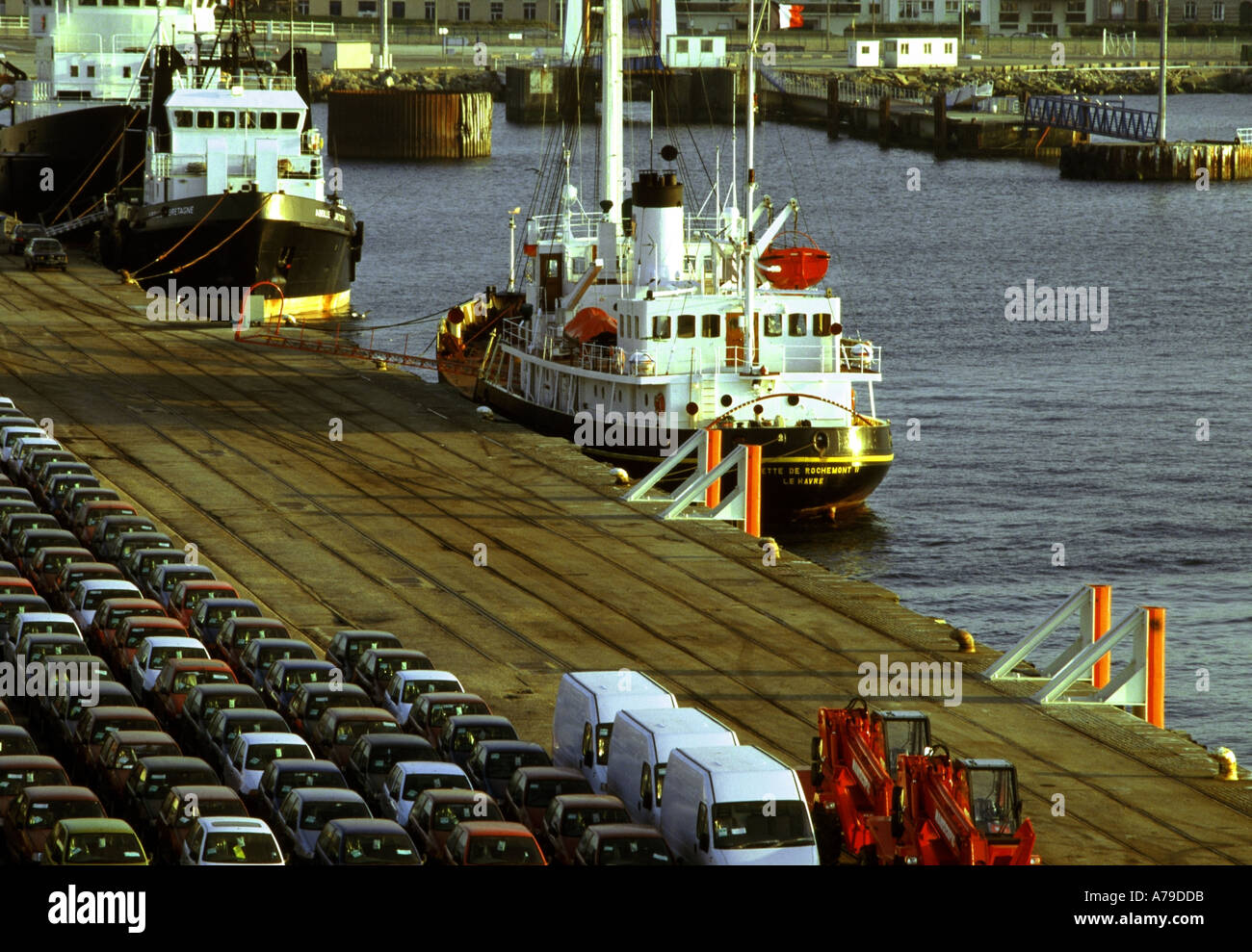 cars awaiting shipment cherbourg docks manche normandy france Stock ...