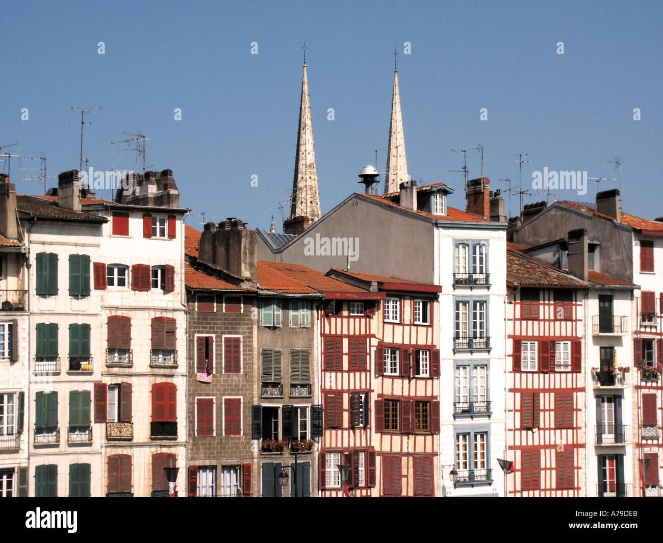 france aquitaine pyrenees atlantique river nive old town bayonne basque ...