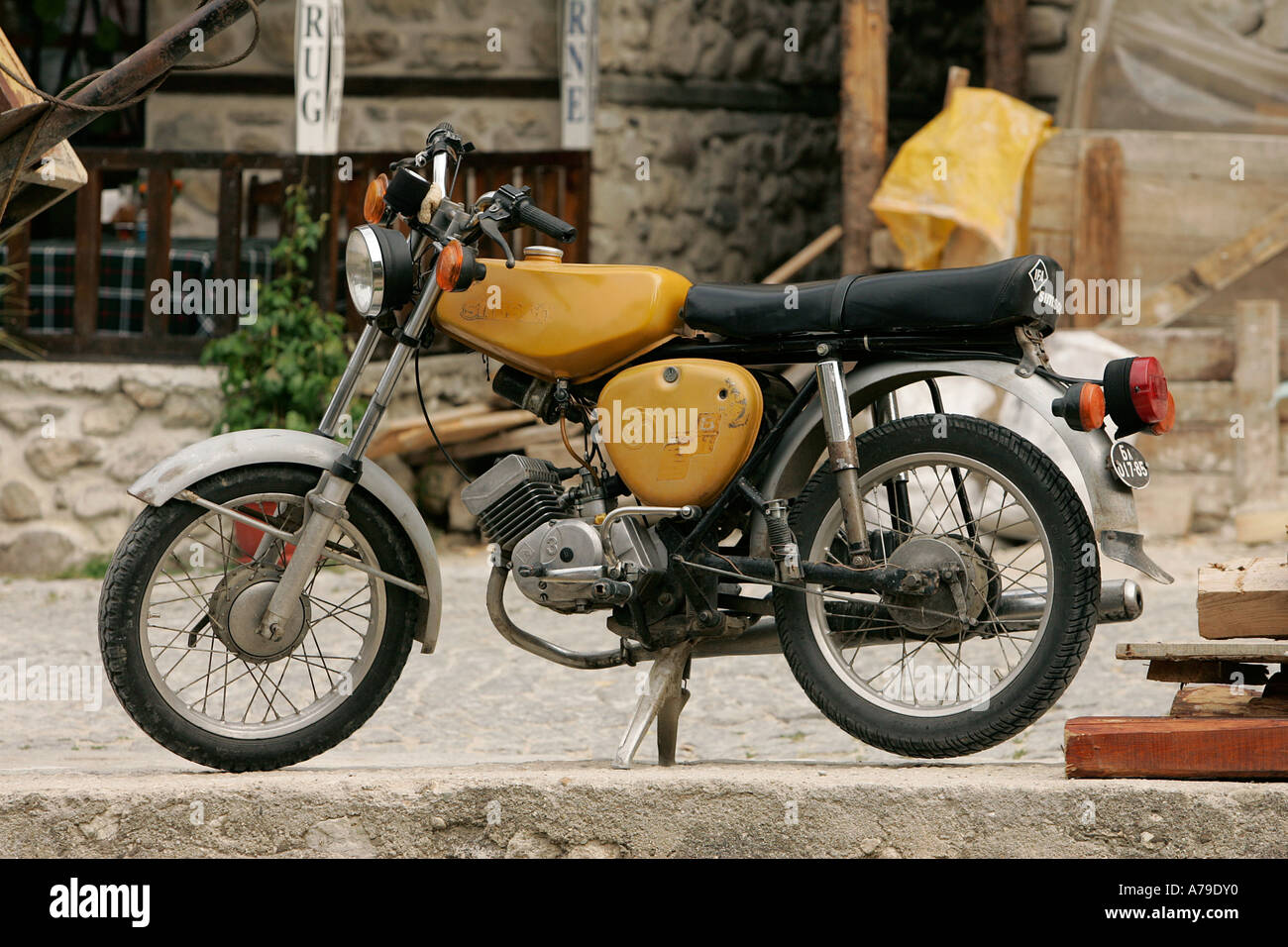 Old communist Czech motorbike motorcycle Simson transportation rubbish ...