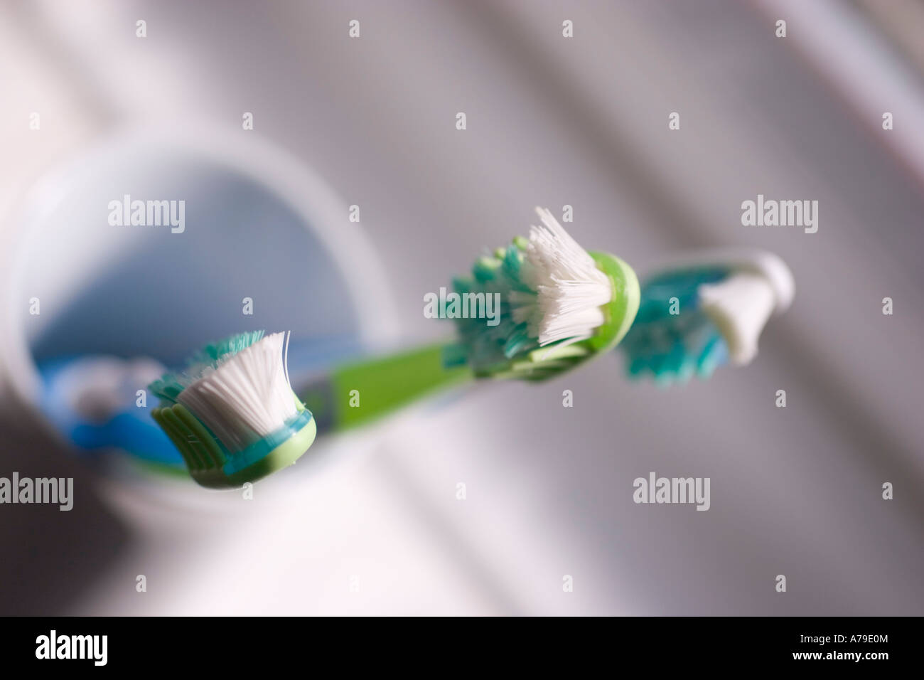 dirty badly worn toothbrushes brush worn Stock Photo - Alamy