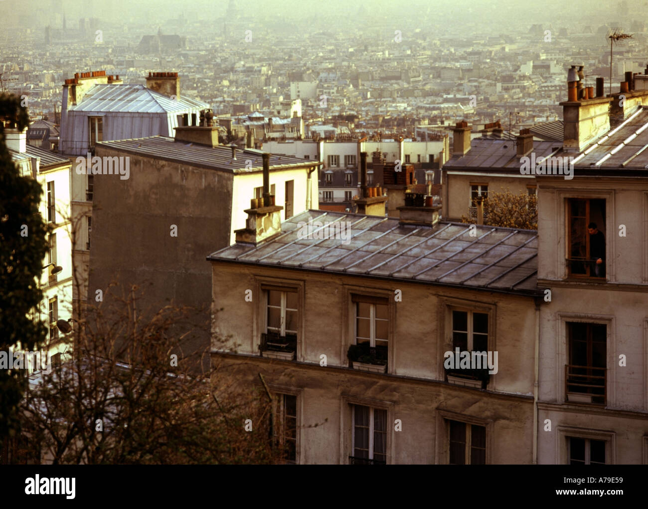 view over rooftops of montmartre paris france Stock Photo - Alamy