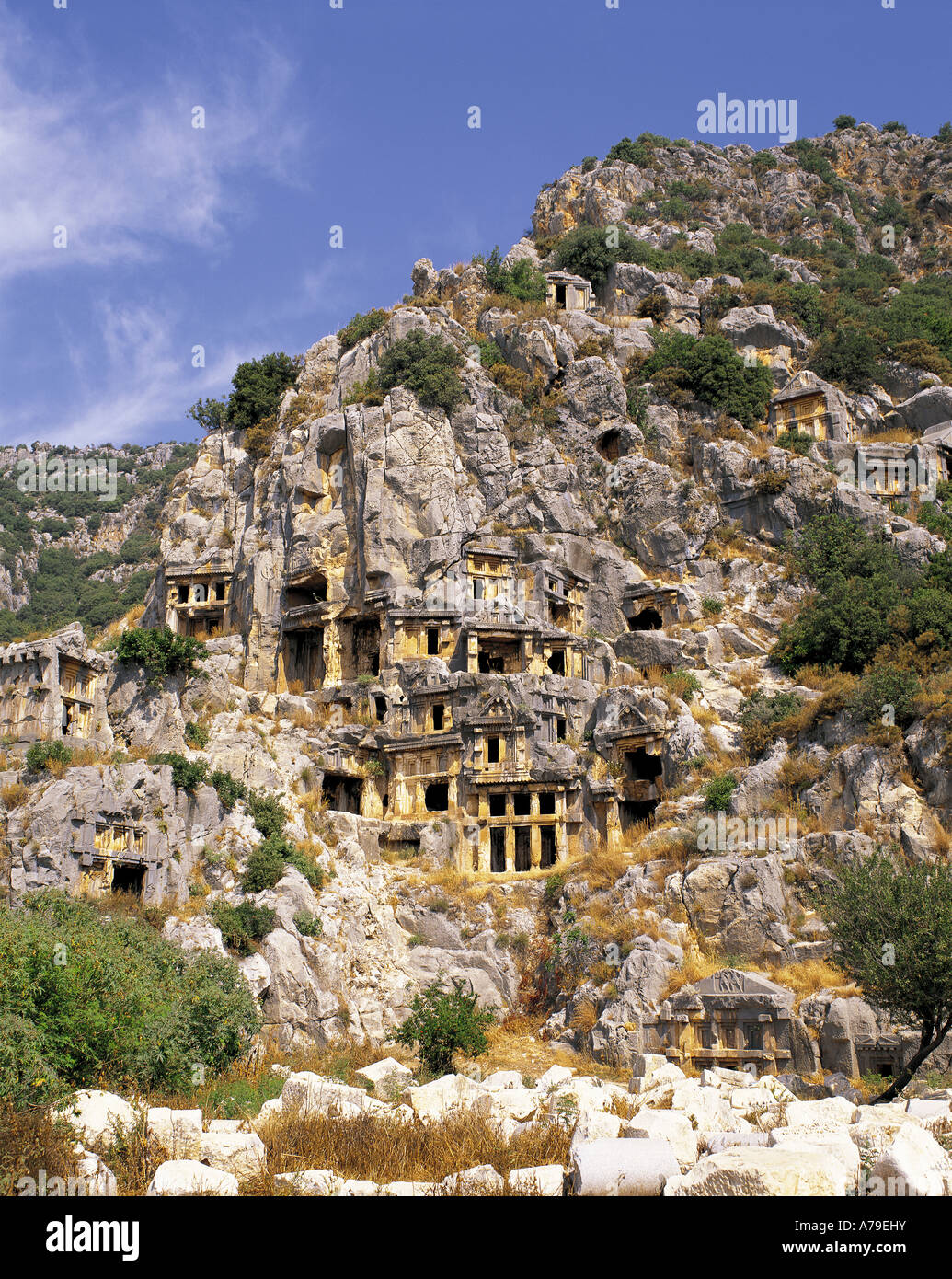 Lycian rock tombs at Myra Turkey Stock Photo - Alamy